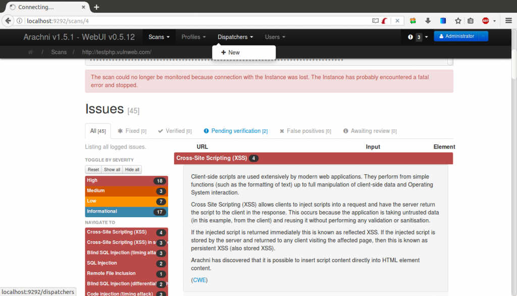 Automated web application security scanning using Arachni - Syloe